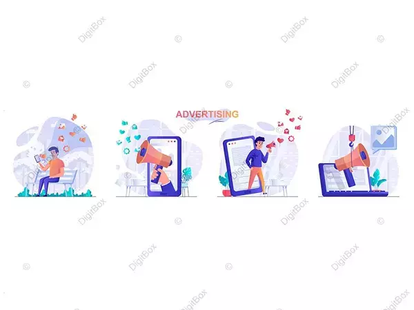 مجموعه 4 تایی وکتور تبلیغات دیجیتال دیجیت باکس Digitbox