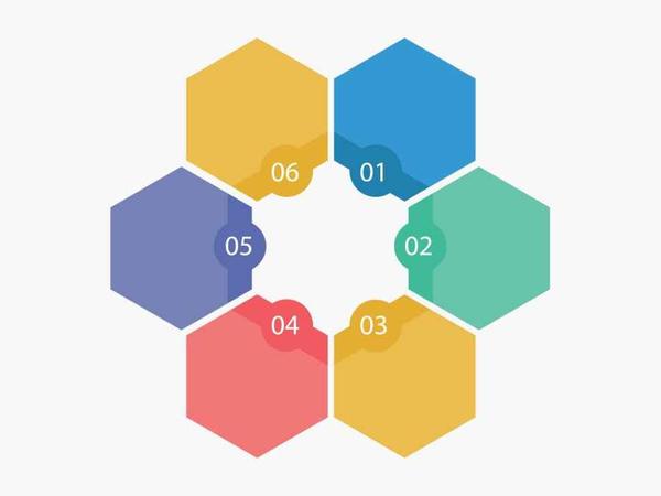 قالب اینفوگرافیک دایره ای طرح 6 ضلعی دیجیت باکس Digitbox