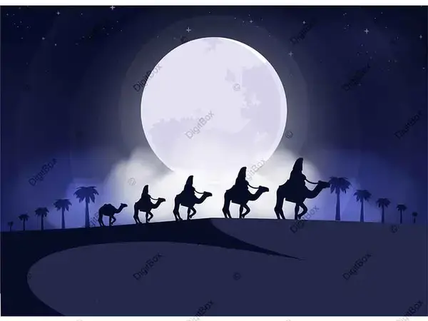 طرح وکتور کاروان شتر - دیجیت باکس - DigitBox