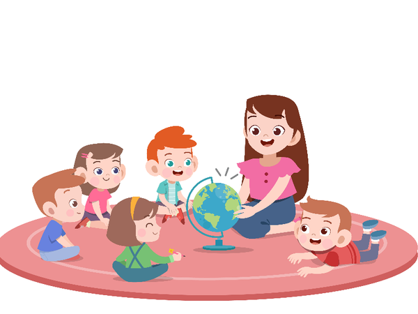 وکتور دانش آموزان و معلم در کلاس جغرافی دیجیت باکس Digitbox