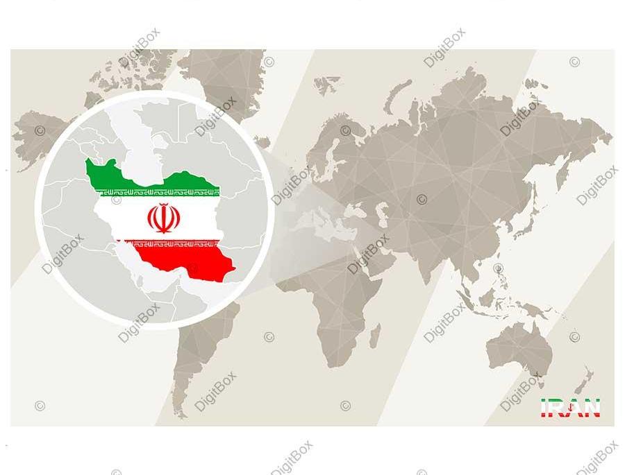 وكتور نقشه ایران در جهان دیجیت باکس Digitbox