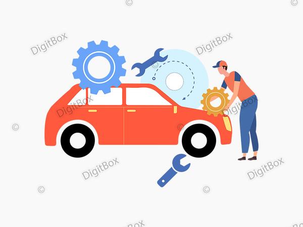 وکتور کارتونی مکانیک دیجیت باکس Digitbox
